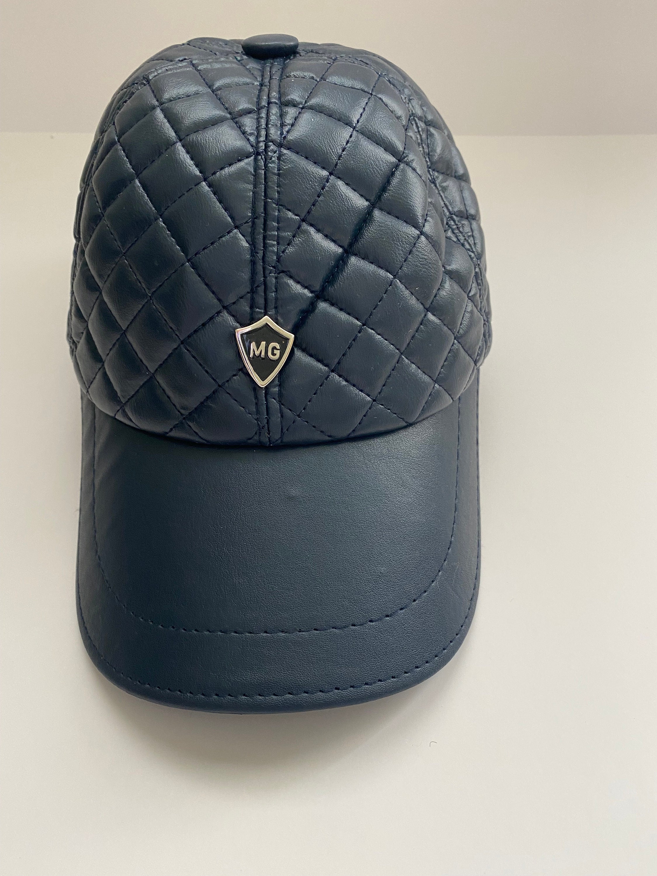 Gorgeous 100% Leather Real Dark Blue Baseball Cap Leather Unisex Hat ...