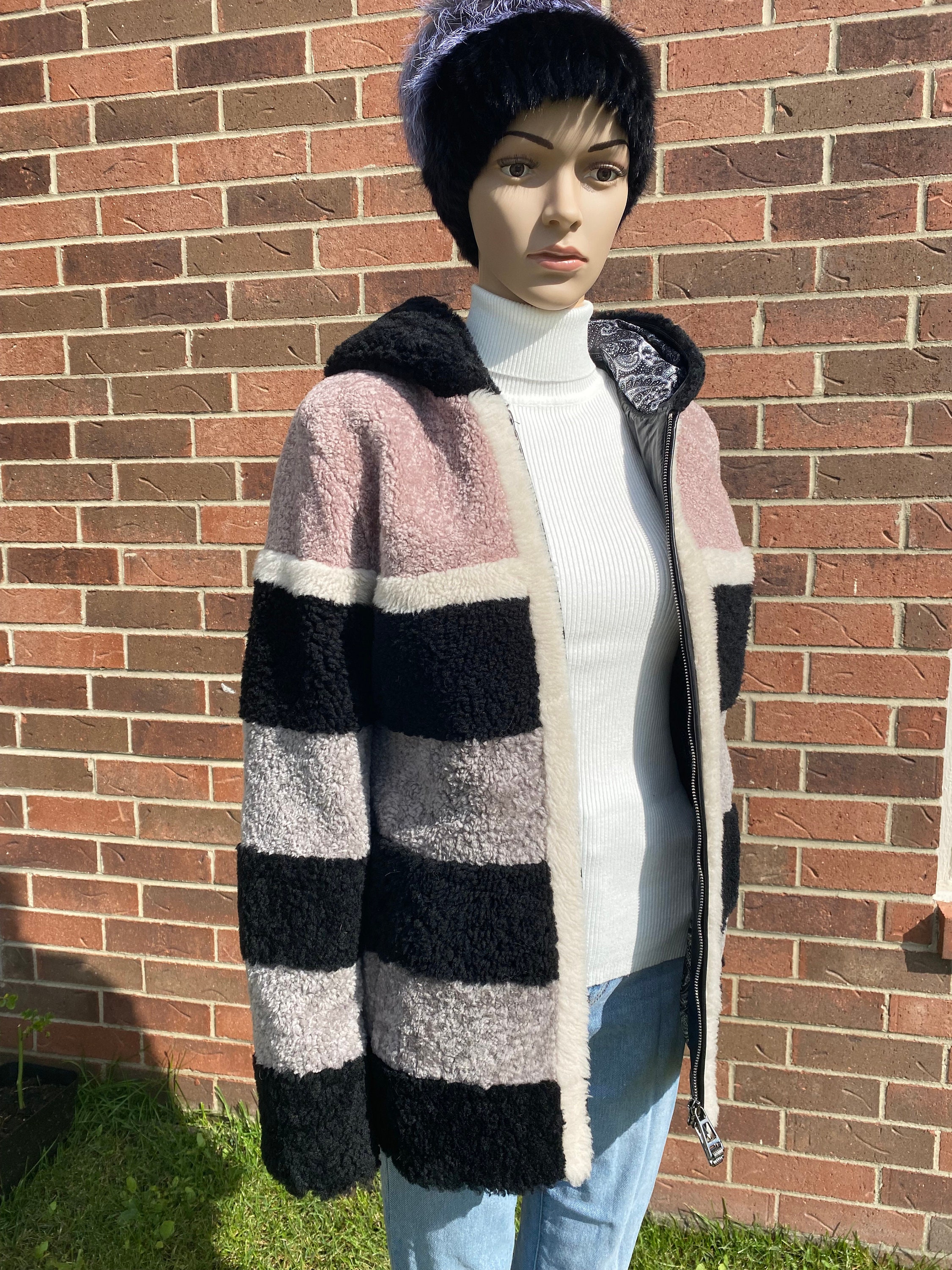 LUXURIOUS Real Astrakhan Karakul Fur Hooded Winter Warm Cute Fancy Lady ...
