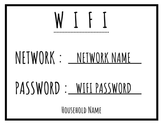 Wifi Password Sign Editable Wifi Sign Template Printable - Etsy