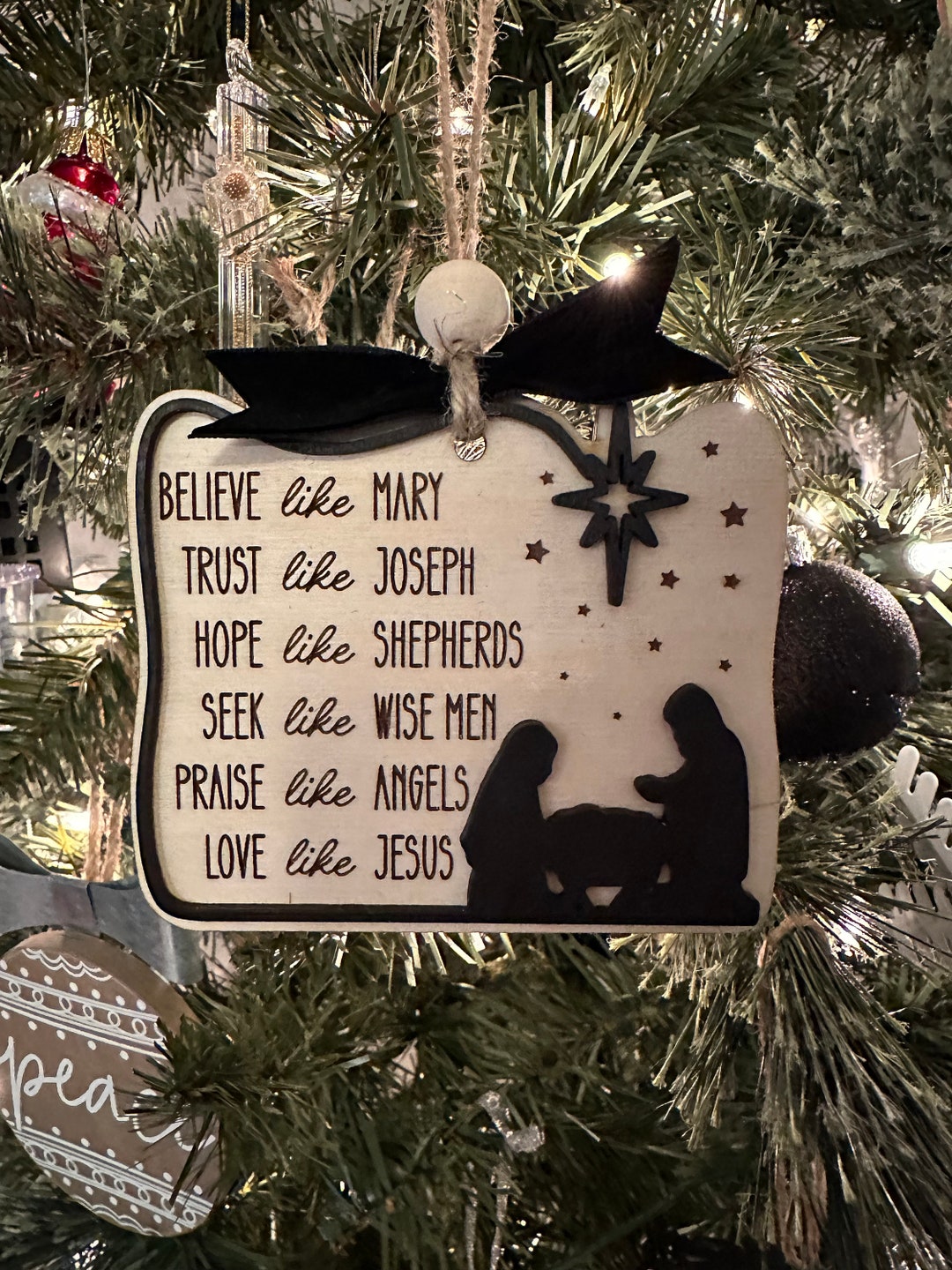Manger Scene Ornament - Live Like Mary - Trust Like Joseph - Hope Like ...