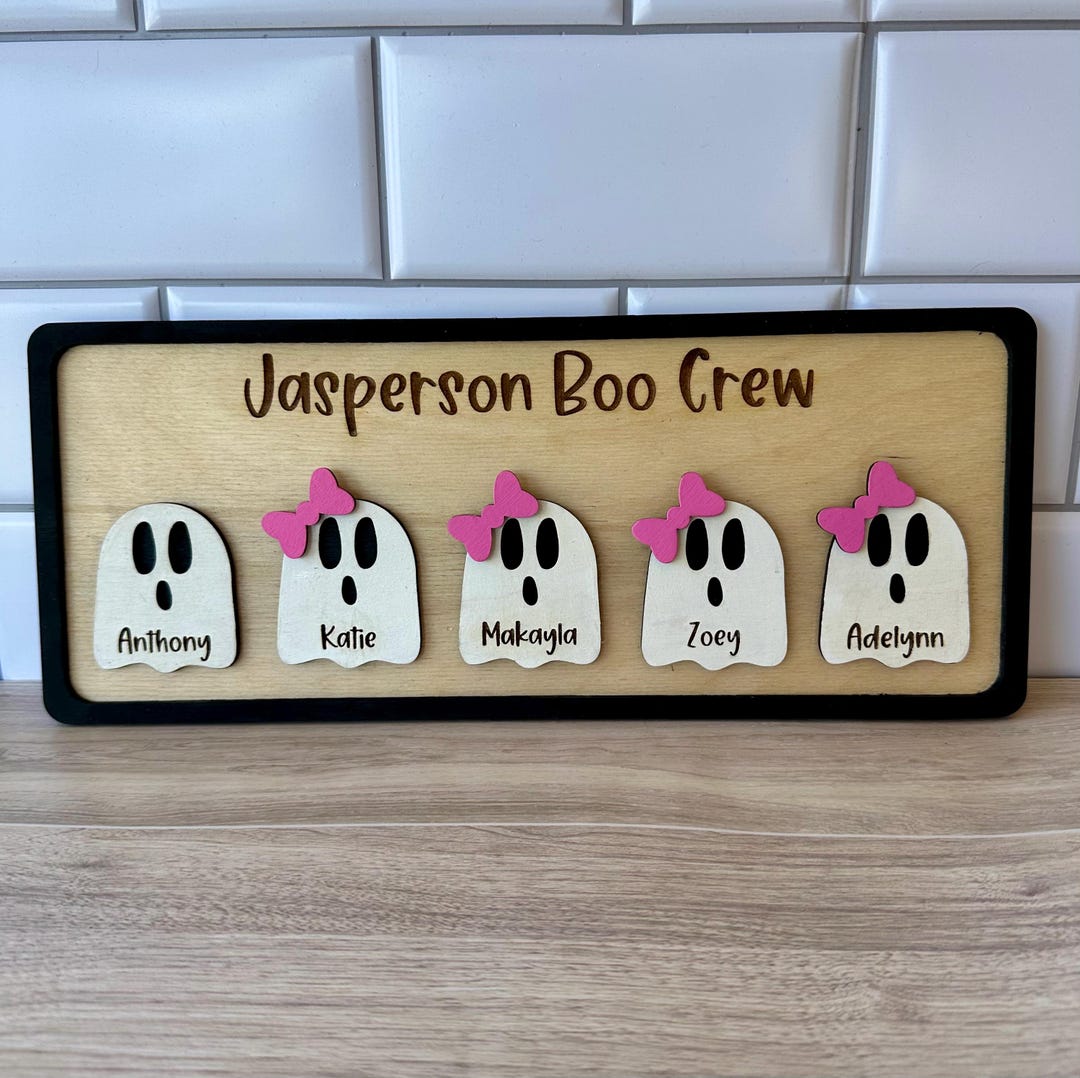 Boo Crew Family Sign - Personalized Halloween Sign - Ghost Sign - Fall ...