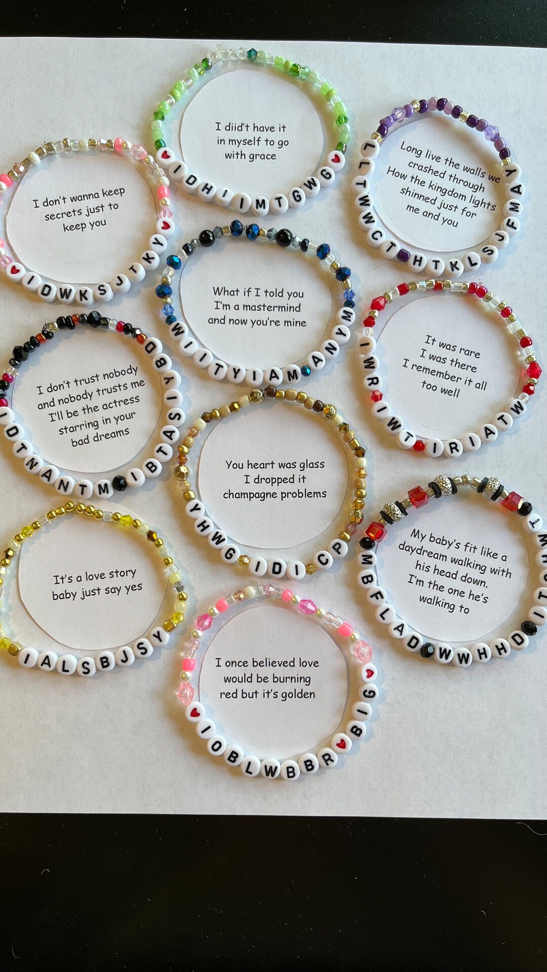 Taylor Swift Eras Tour & Movie Lyrics Bracelets. Swifty Making ...