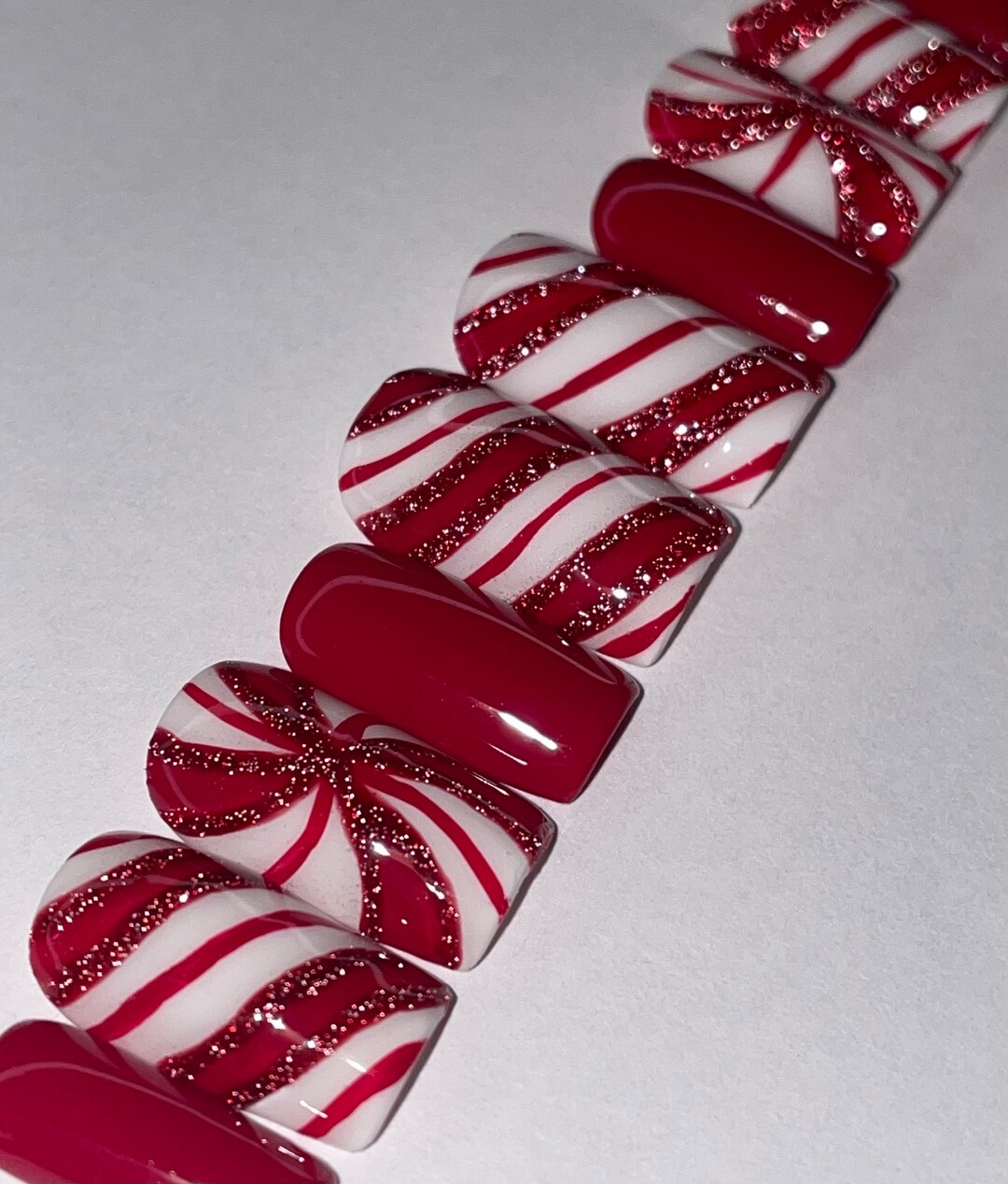 Peppermint || Christmas Nails || Luxury Press on Nails | Reusable ...