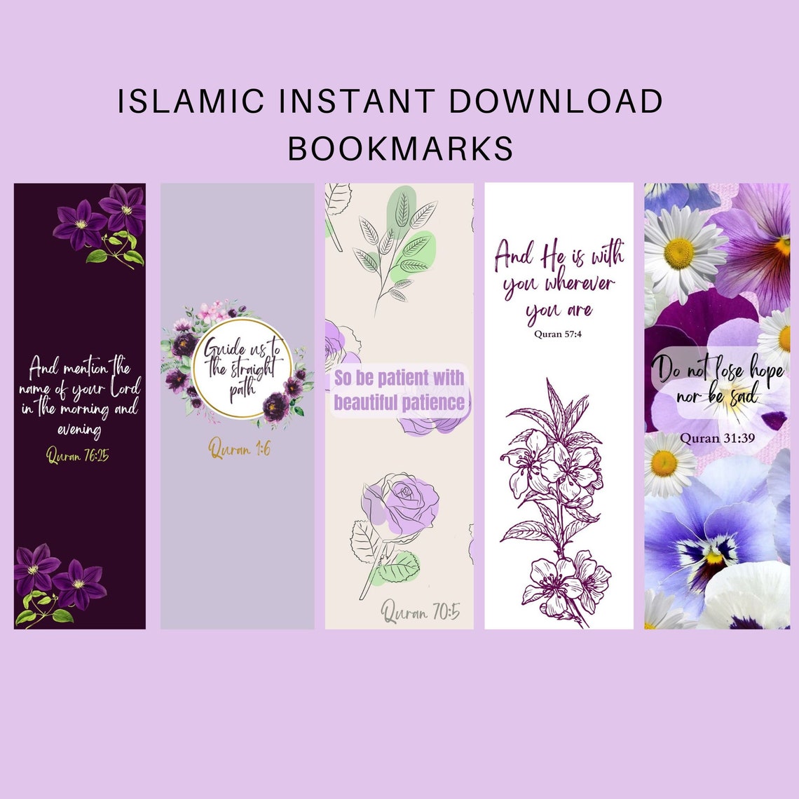 Islamic Printable Bookmarks Quran Verse Bookmark Set of 5 - Etsy Canada