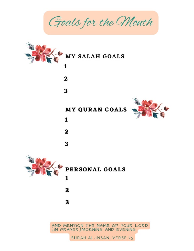 Islamic Goal Setting BUNDLE: Duaa for Productivity, Settings SMART ...