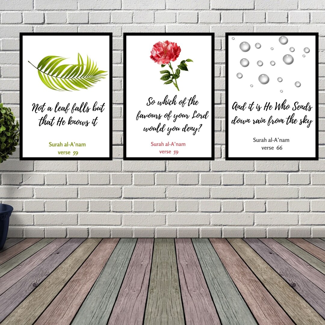 Islamic Printable Quran Verse Nature Wall Art Set of 3 Digital ...