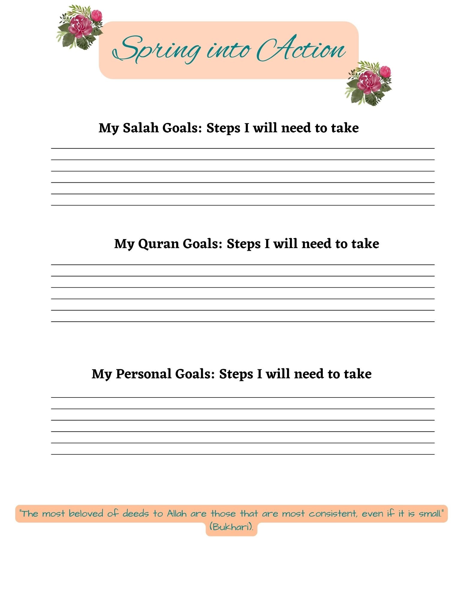 Islamic Goal Setting Bundle Duaa For Productivity Settings Smart Goals Goals At A Glance
