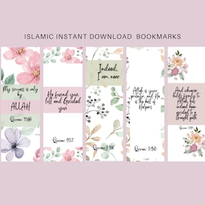 Islamic Printable Bookmarks Quran Verse Bookmark Set of 5 Digital ...