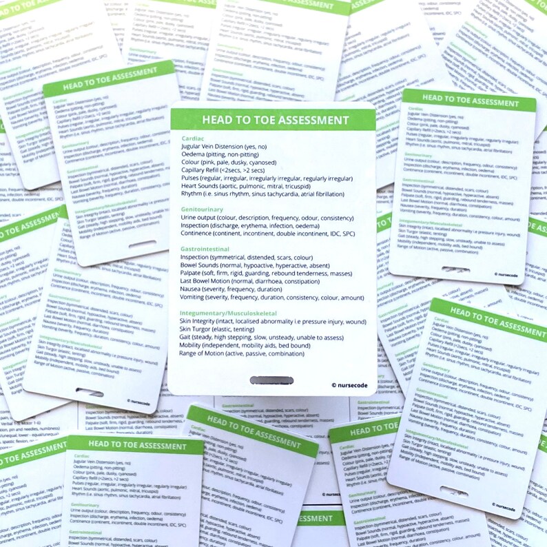 Adult Head to Toe Assessment Nurse Reference Card - Etsy Australia