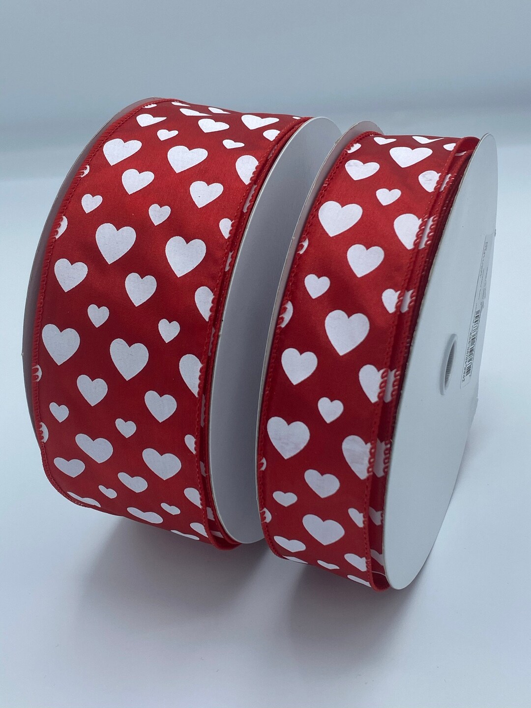 Open Hearted, 2.5, 1.5, Valentine Ribbon, Red Satin With White Hearts ...