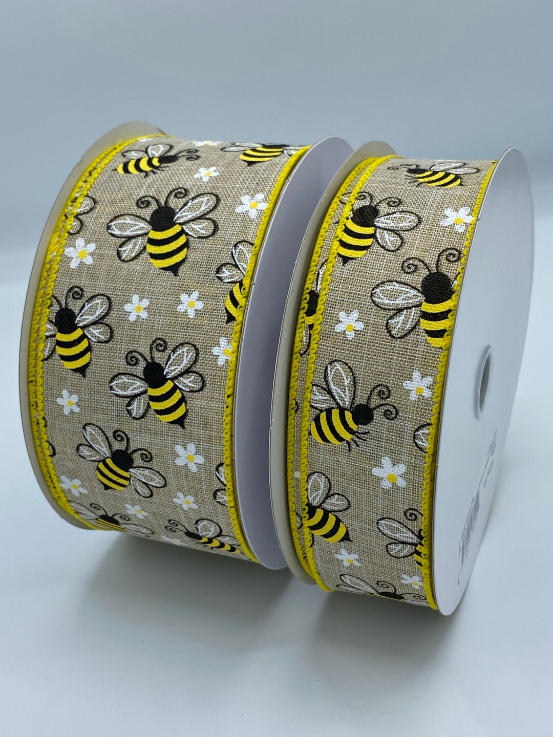 Bumblebee With Daisies Ribbon, 2.5, 1.5, Wired, Spring Ribbon, Summer ...