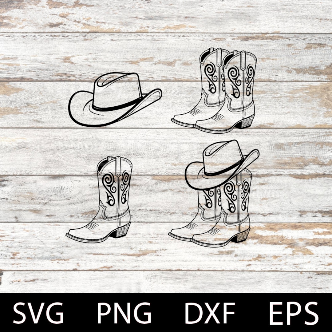 Cowboy Boots Svg Bundle, Cowboy Boots Hand-drawn, Cowboy Svg, Cowboy ...