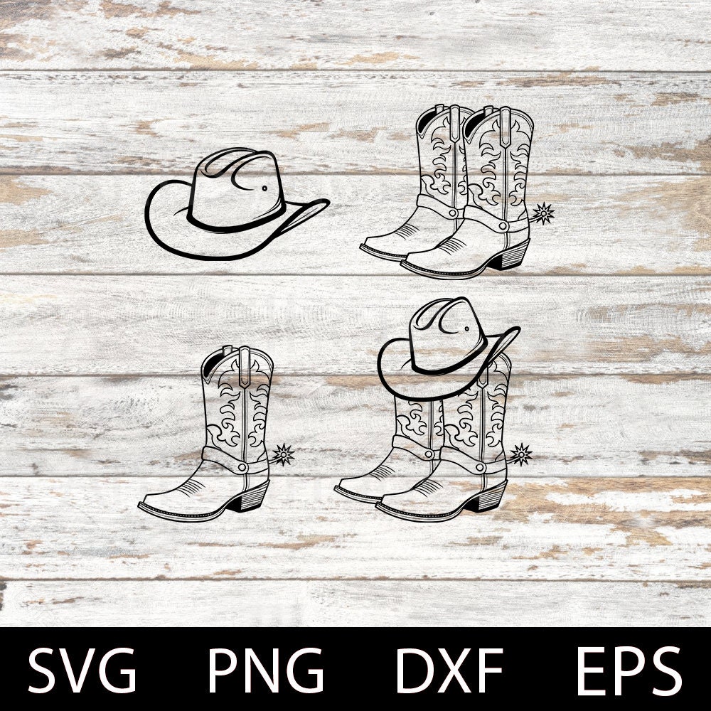 Cowboy Boots Svg Bundle, Cowboy Boots Hand-drawn, Cowboy Svg, Cowboy ...