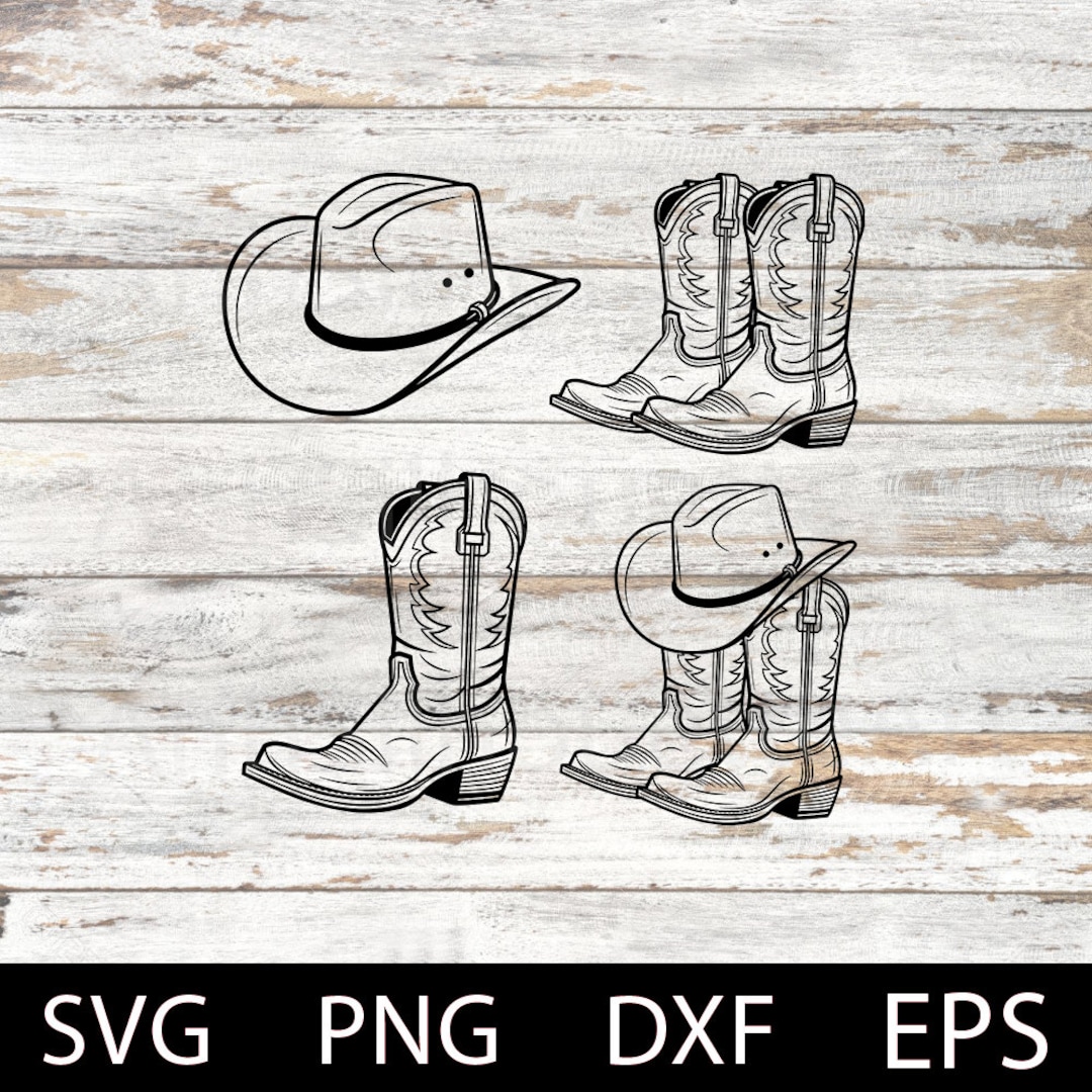 Cowboy Boots Svg Bundle, Cowboy Boots Hand-drawn, Cowboy Svg, Cowboy ...