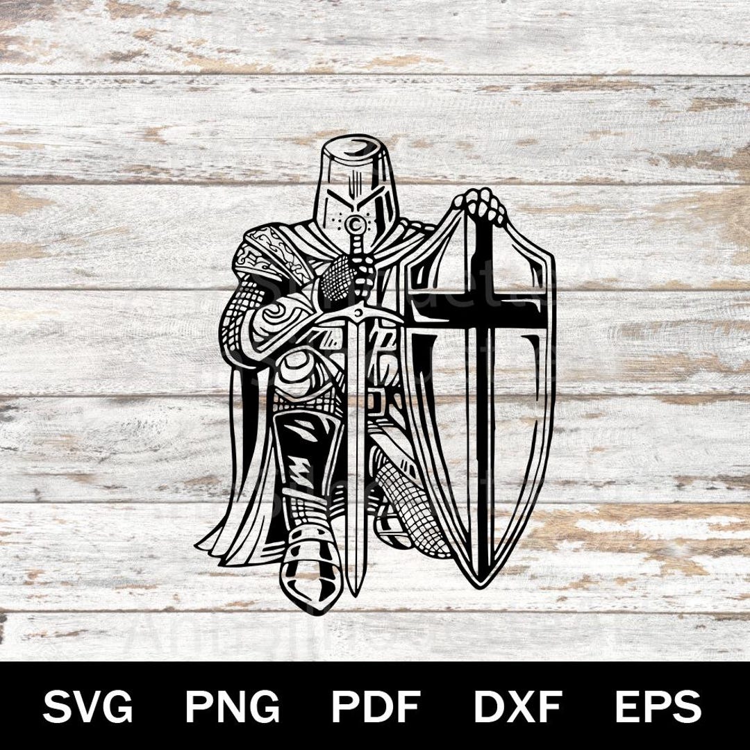 Christian Knight Svg Png, Prayer Warrior Cross Shield Clipart, Armor of ...