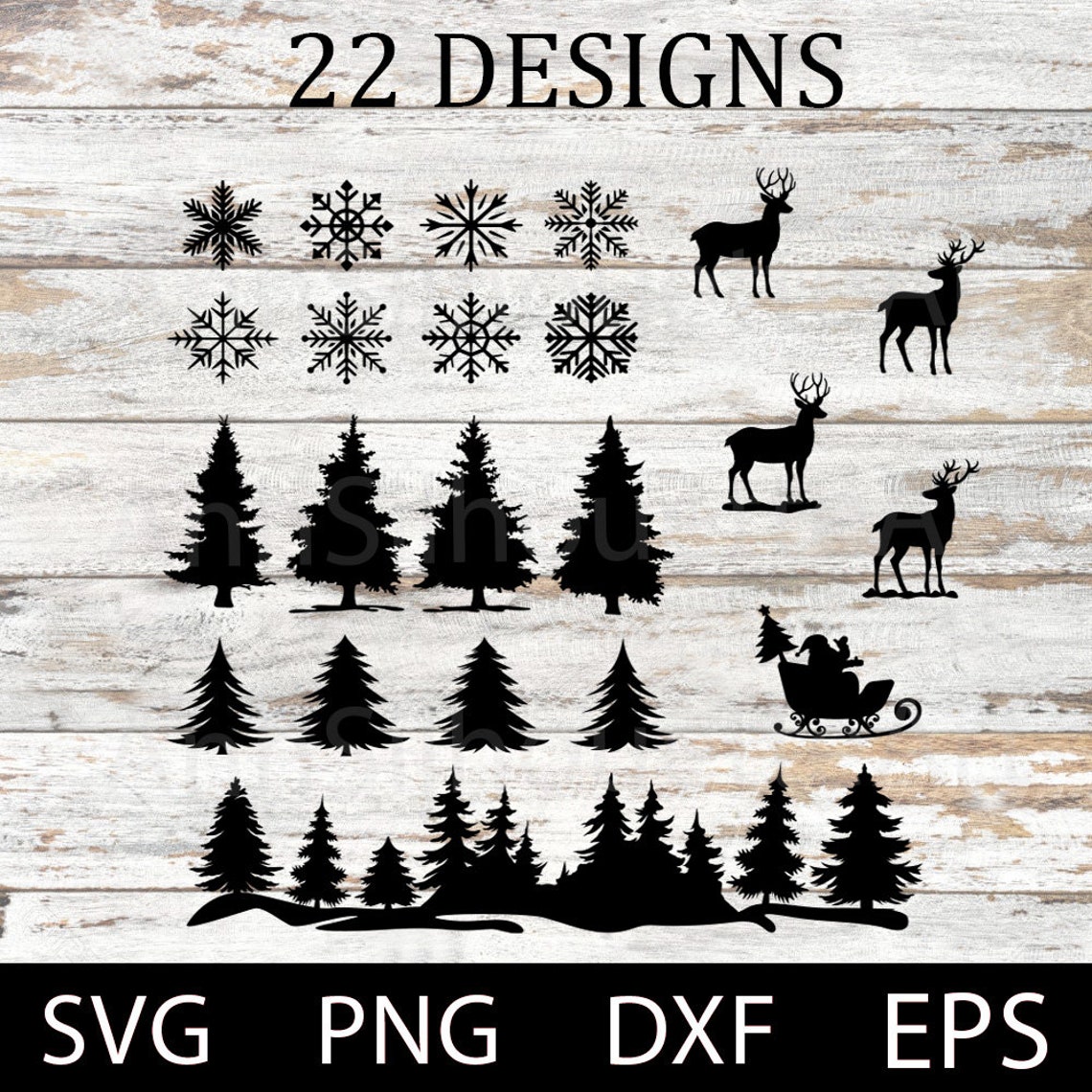 Christmas Silhouette Svg Bundle, Christmas Elements Svg, Snowflake ...