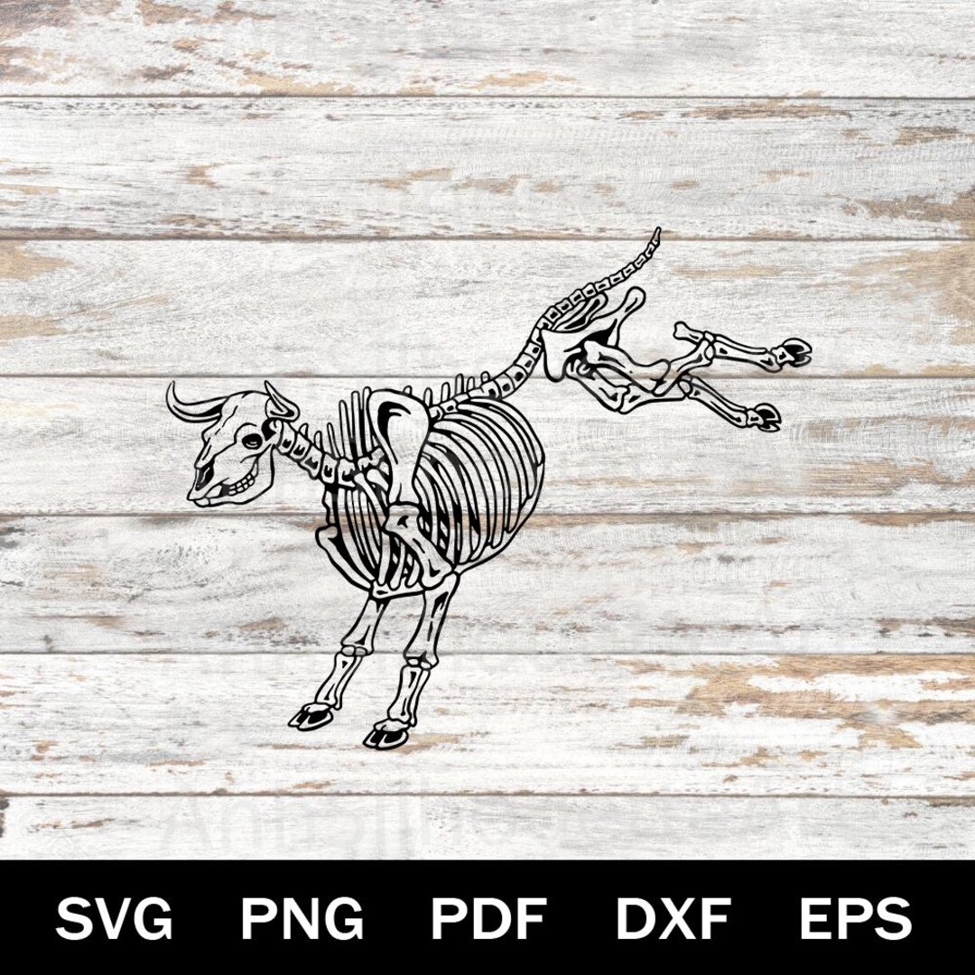 Bucking Bull Skeleton SVG, Rodeo Skull Cut File, Cowboy Western Digital ...