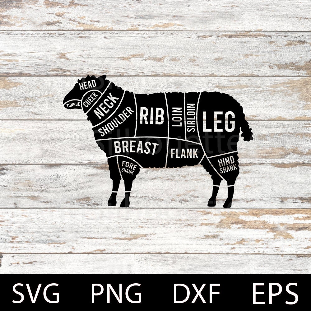 Lamb Butcher Guide Svg, Butcher Chart, Butcher Diagram, Kitchen Butcher ...