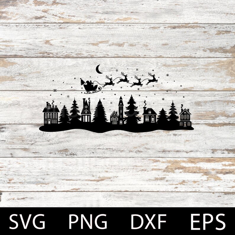 Santa Christmas Night Svg, Santa Sleigh Svg, Starry Forest Svg, Xmas ...