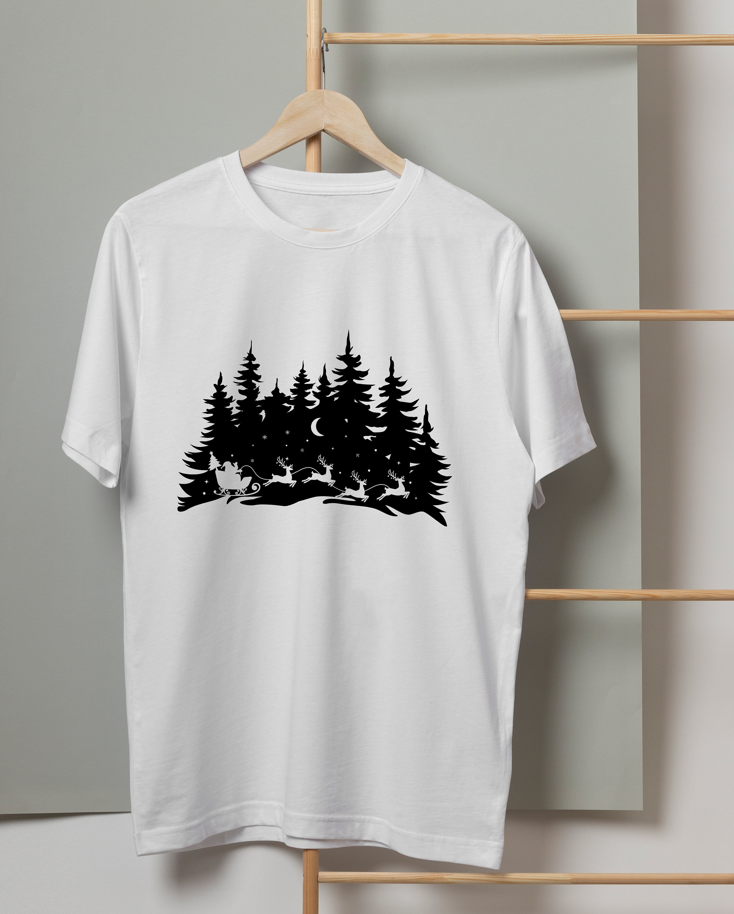 Santa Christmas Night Svg, Santa Sleigh Svg, Starry Forest Svg, Xmas ...