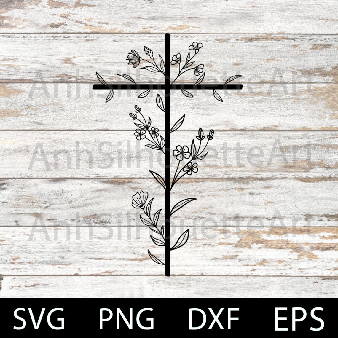 Cross Flowers Svg Cut File, Faith Svg, Vintage Christian Cross, Cross ...