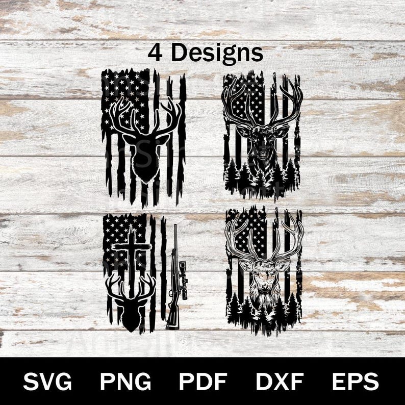 Christian Hunting Svg Png, Deer Buck Cross American Flag Bundle, Faith ...