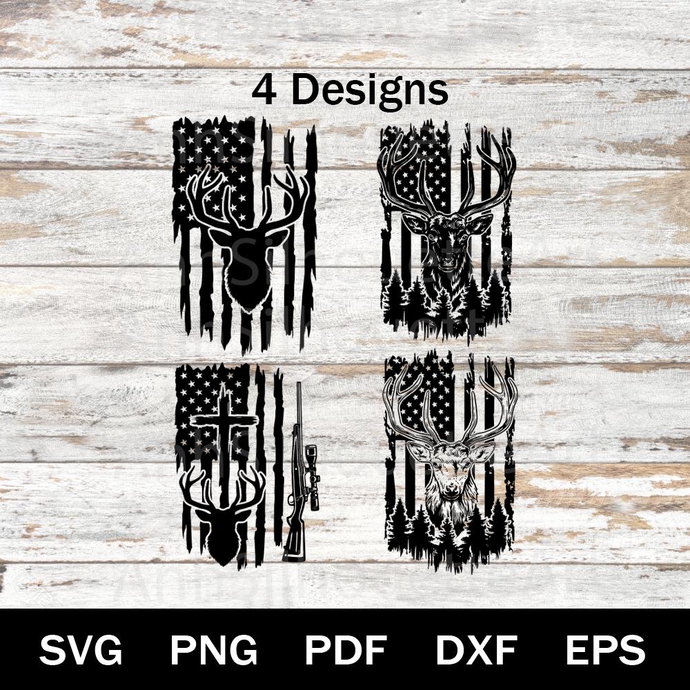 Christian Hunting Svg Png, Deer Buck Cross American Flag Bundle, Faith ...