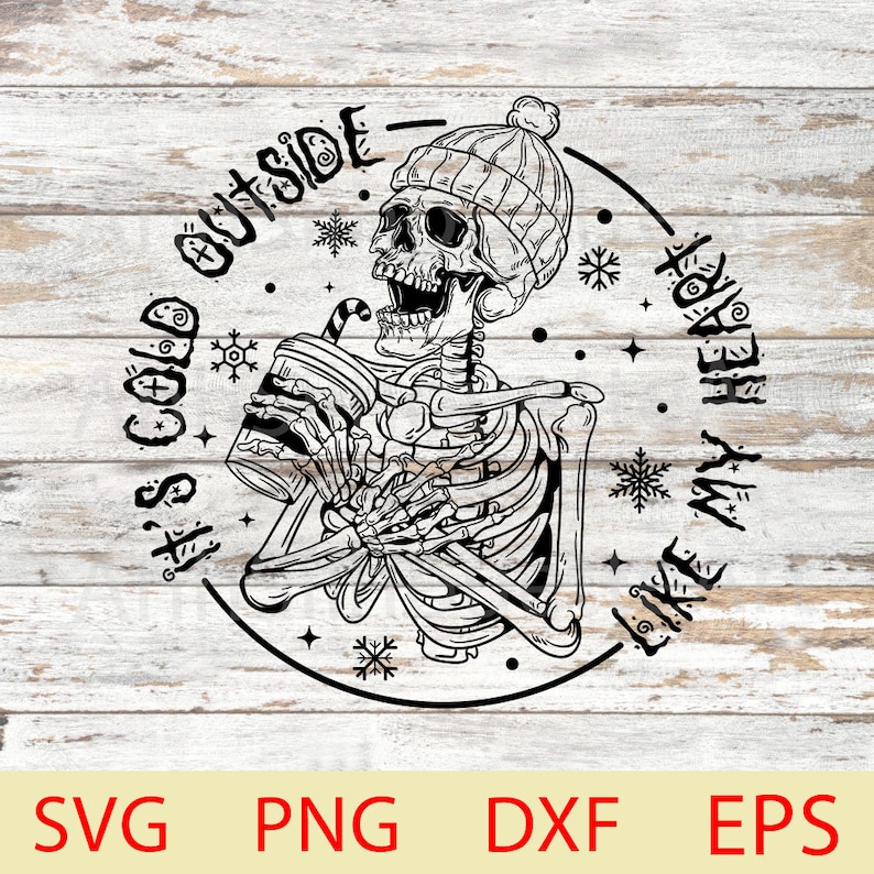 Vintage Skull Christmas Svg, Skeleton Santa Claus, Its Cold Outside ...