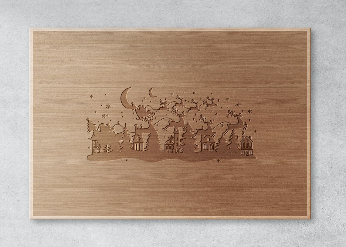 Santa Christmas Night Svg, Santa Sleigh Svg, Starry Forest Svg, Xmas ...