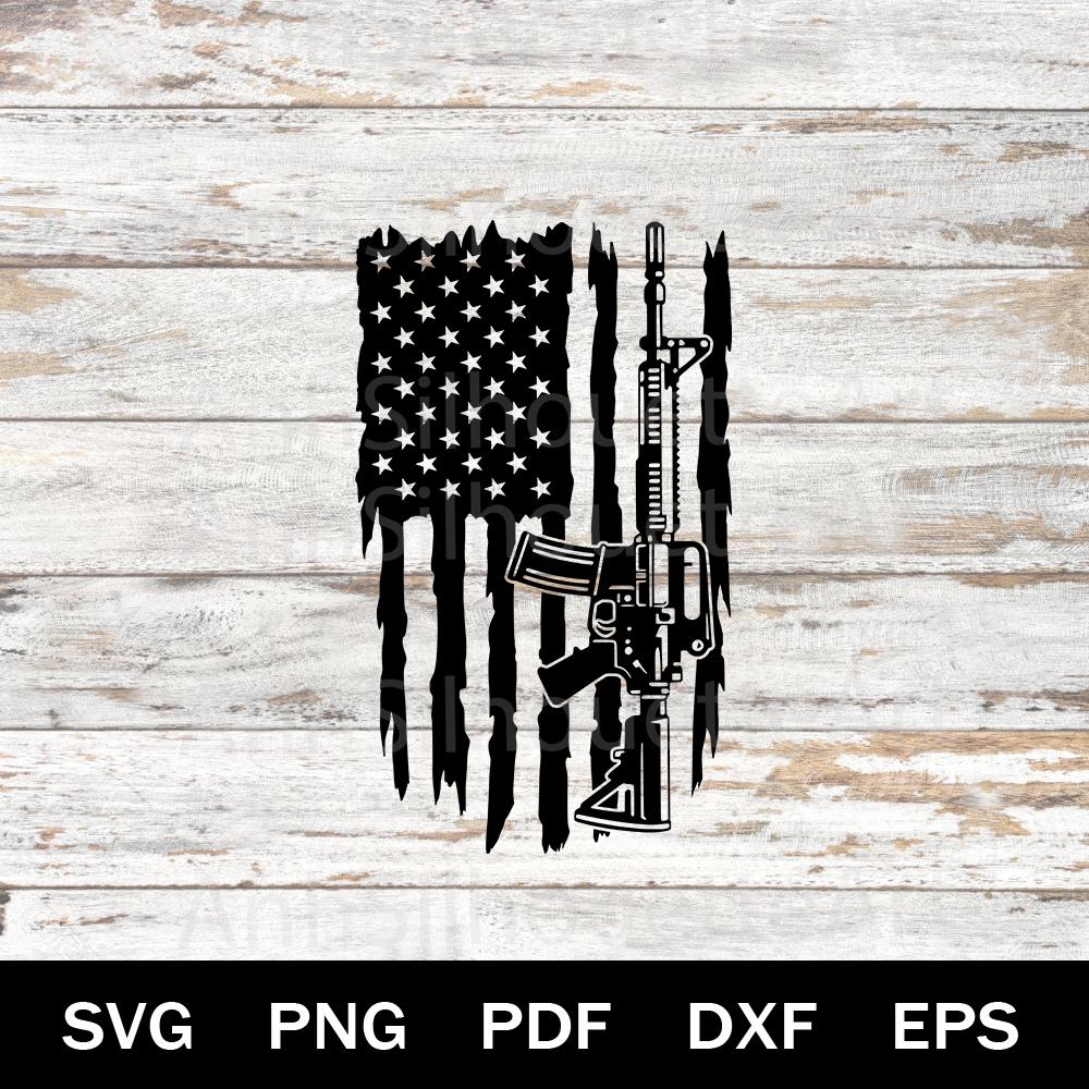 AR15 SVG, American Flag Rifle Design, Patriotic Gun Rights Cut File for ...