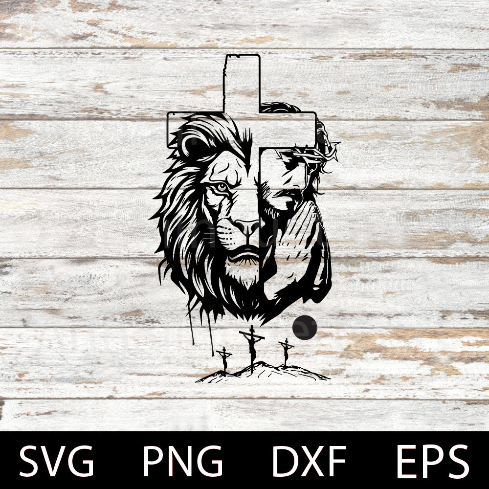 Jesus Lion and Cross Laser Cut File, Faith, Jesus Praying With Lion Svg ...