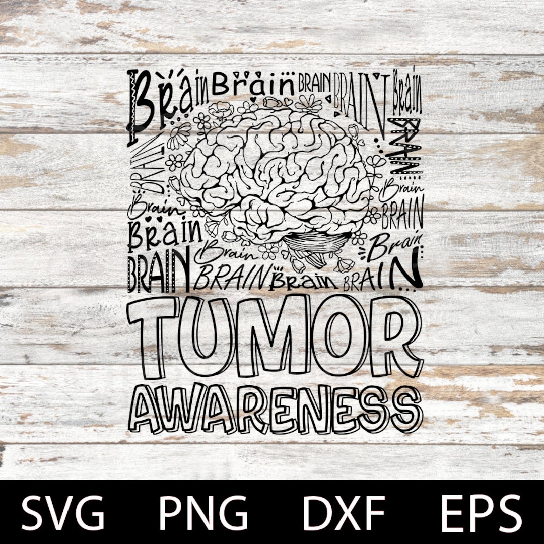 Brain Tumor Awareness Svg, Brain Cancer Svg, Brain Artwork, Gray Ribbon ...