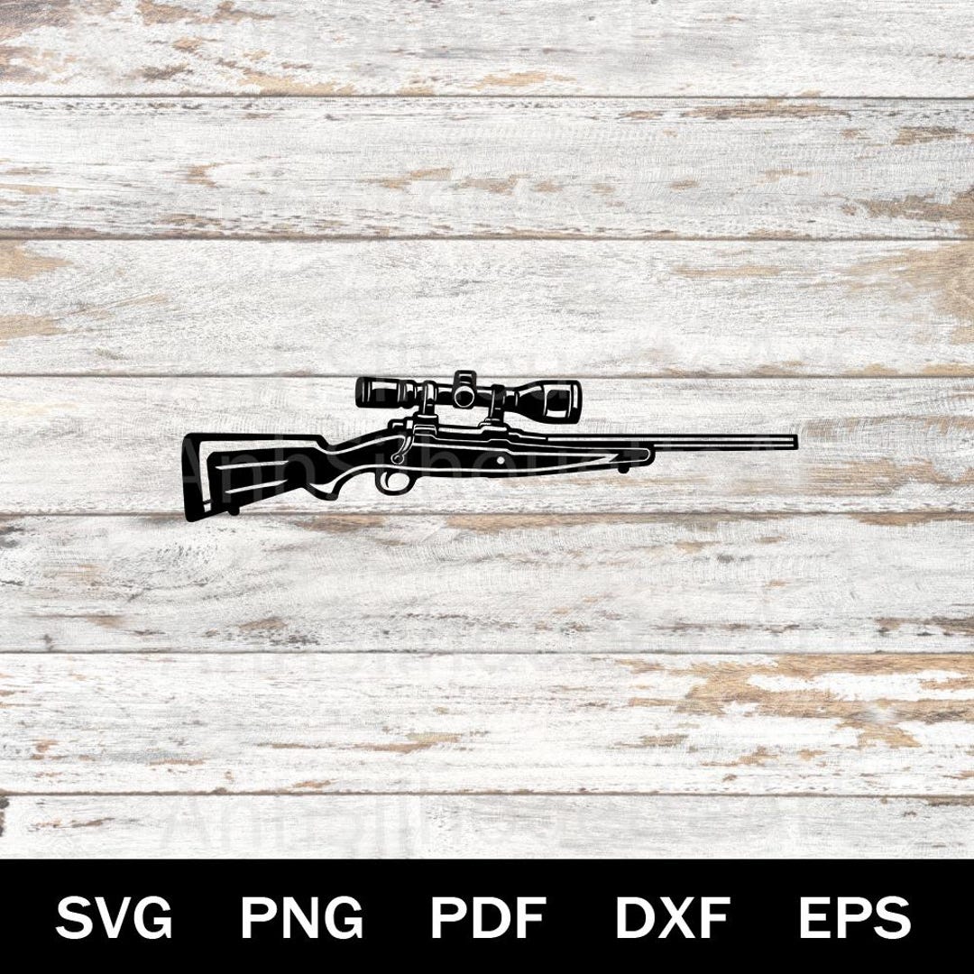Scoped Hunting Rifle SVG, Precision Rifle Silhouette, Hunter Gun Cut ...