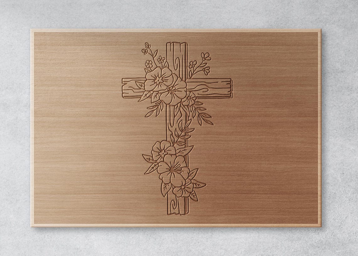 Floral Cross Svg Png, Rustic Wooden Cross With Flowers Hand Drawn ...