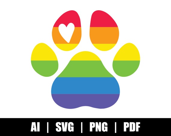 Pride Dog Paw Print Ai Svg Png Pdf DIGITAL DOWNLOAD. - Etsy