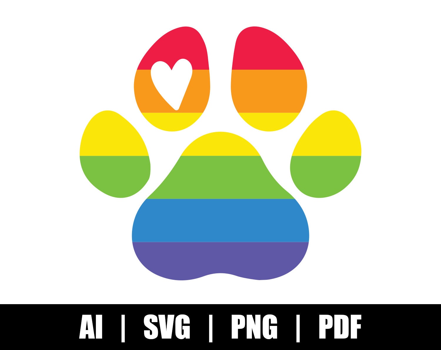 Pride Dog Paw Print - Ai, Svg, Png, Pdf DIGITAL DOWNLOAD. - Etsy