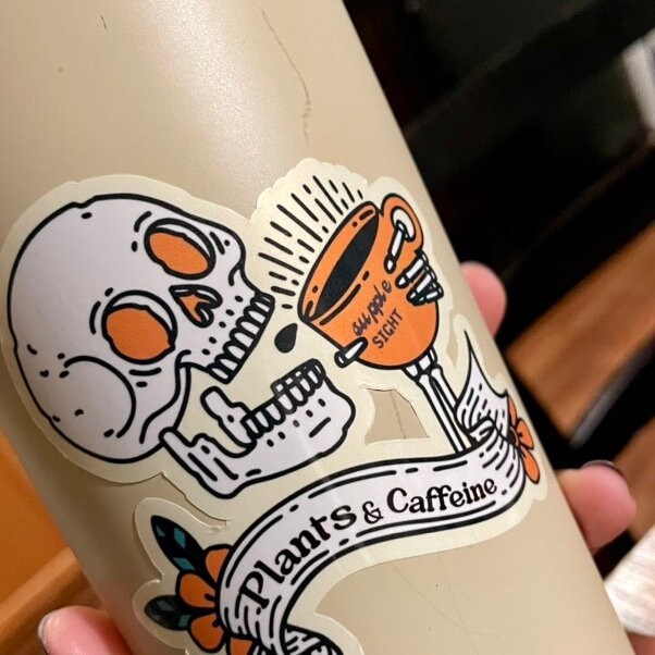 Coffee Sticker Waterproof, Plants and Coffee Sticker Glossy, Cute ...