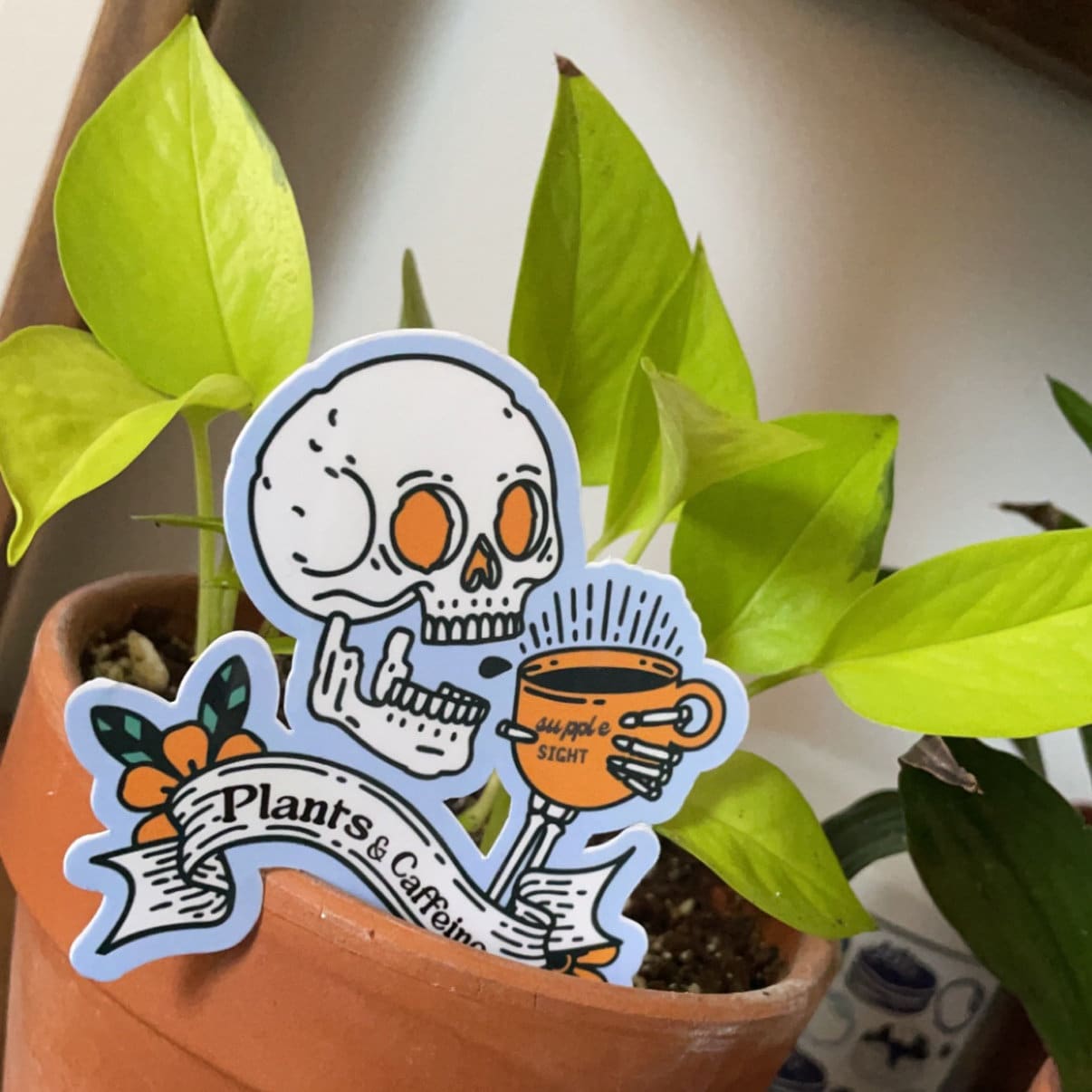 Coffee Sticker Waterproof, Plants and Coffee Sticker Glossy, Cute ...