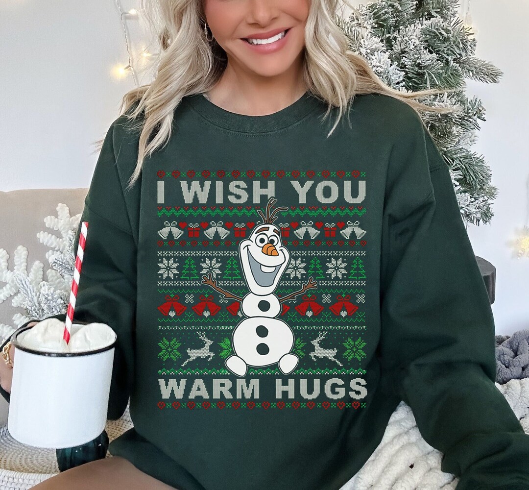 Cute I Wish You Warm Hugs Olaf Frozen Ugly Christmas Shirt - Etsy