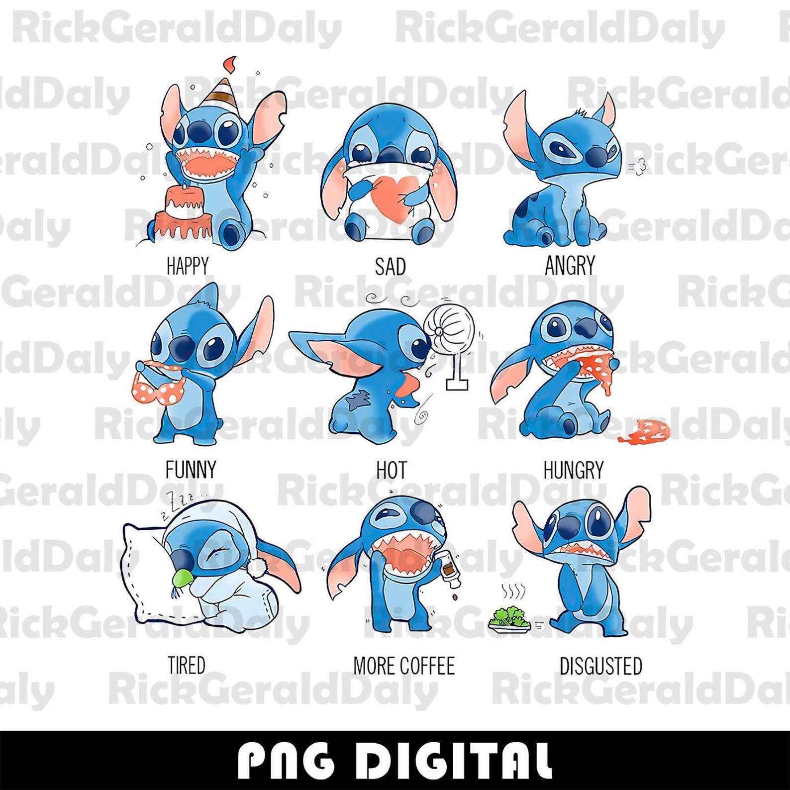 Lovely Stitch Emotions PNG Stitch Png Lilo and Stitch - Etsy