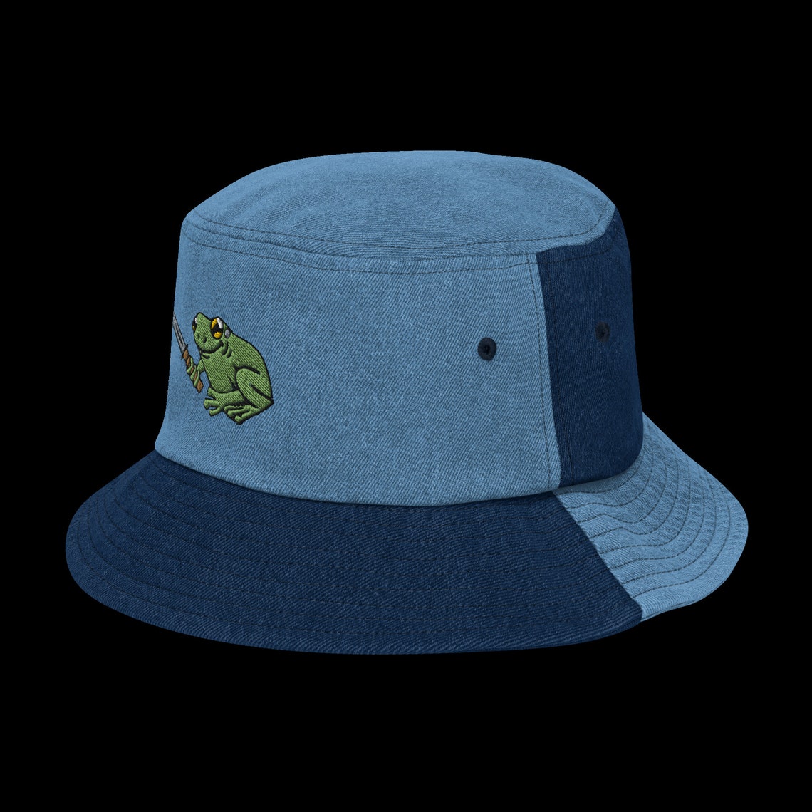 Frog With Knife Denim Bucket Hat Embroidered Hat - Etsy