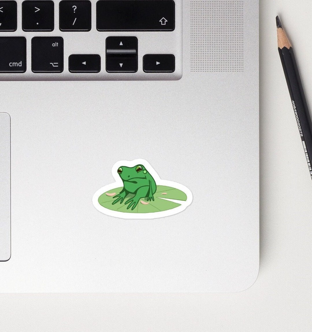 Grumpy Frog on Lily Pad Sticker Laptop Bottle Vinyl Decal Waterproof - Etsy