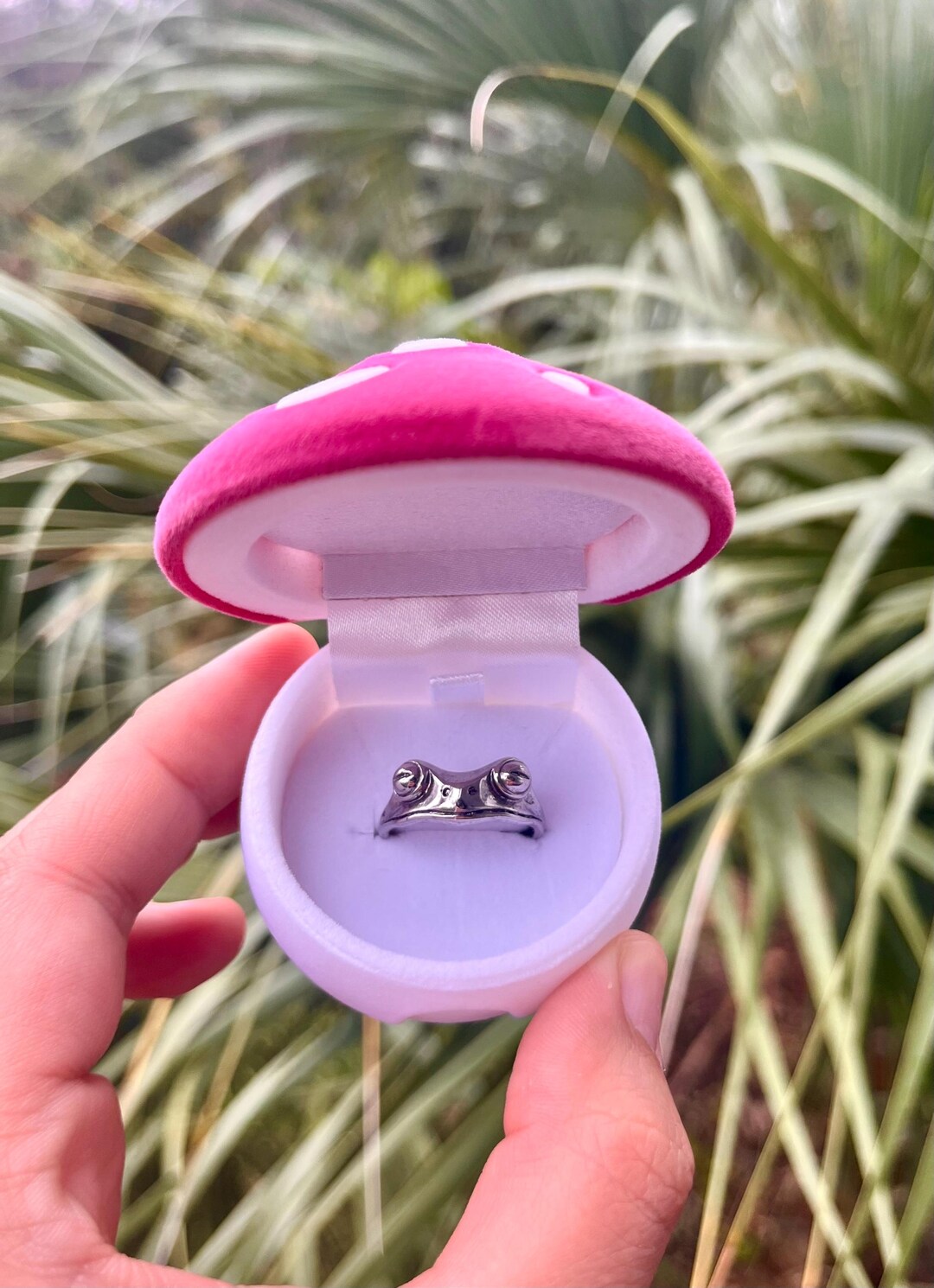 Frog Ring With Red Mushroom Box | Engagement Friendship Promise Ring - Etsy