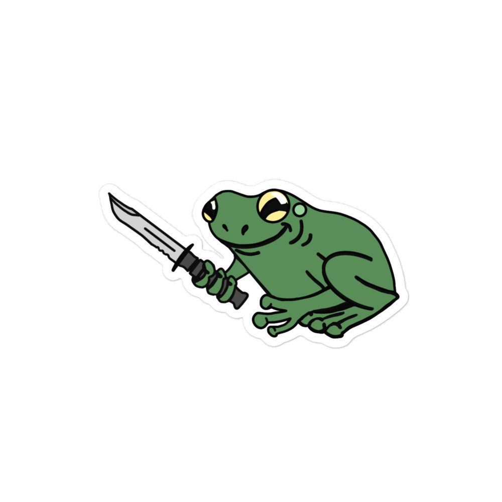 Frog With Knife Sticker Laptop Bottle Vinyl Decal Waterproof - Etsy