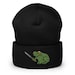Frog With Knife | Cuffed Beanie | Embroidered Hat | Rave Festival Wear ...
