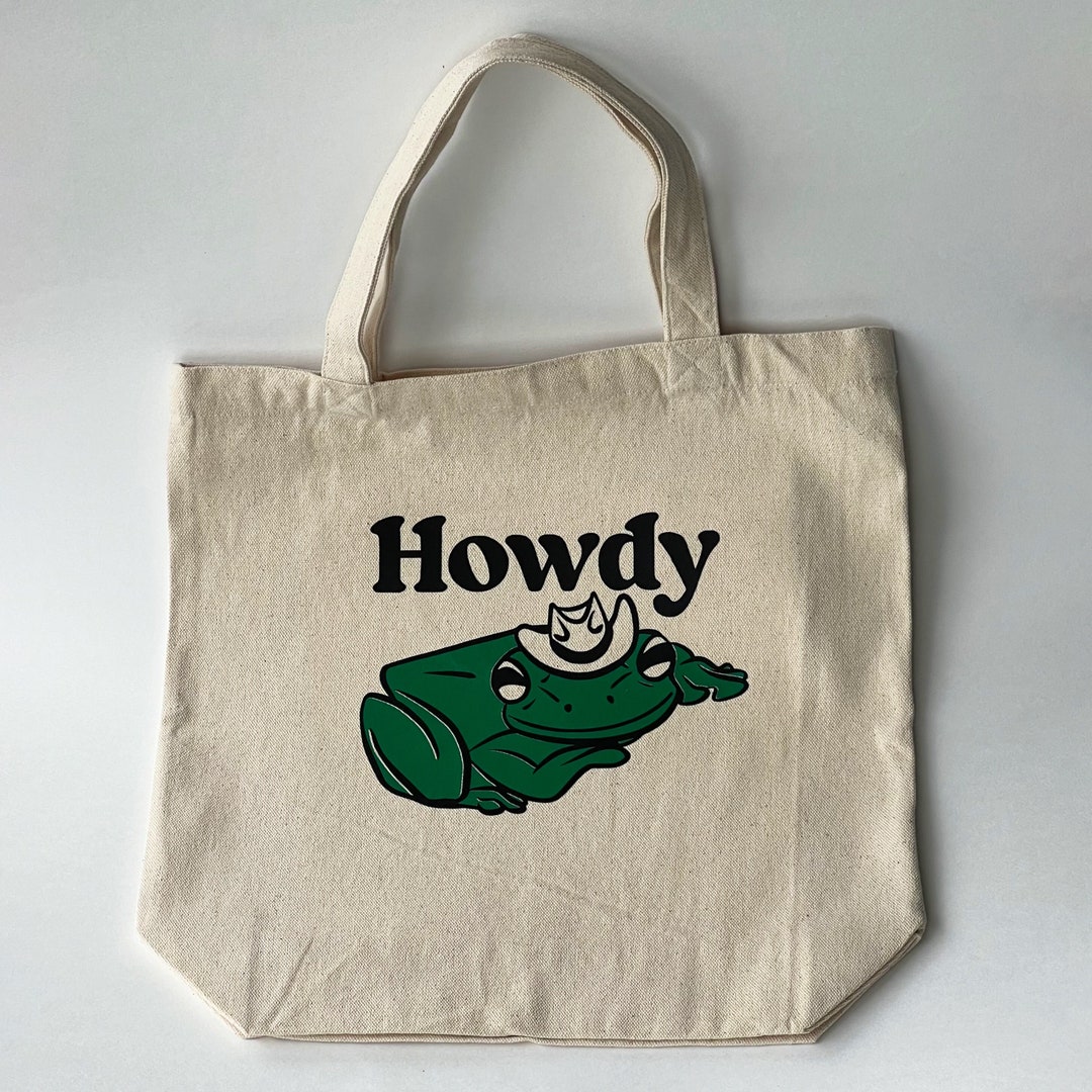 Howdy Cowboy Frog Tote Grocery Canvas Tote Bag - Etsy