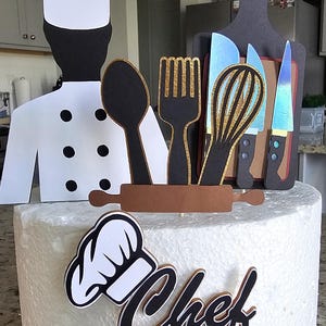Chef Themed Cake Topper - Chef Party Decoration - Etsy