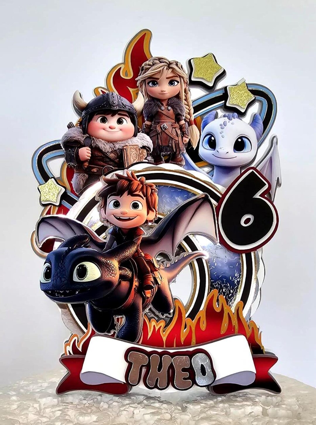 Dragon Customized Birthday Cake Topper, How to Train Your Dragon Theme ...
