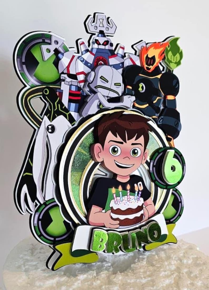 Ben 10 Cake Topper With Name and Age - Children's Party Decoration - Etsy