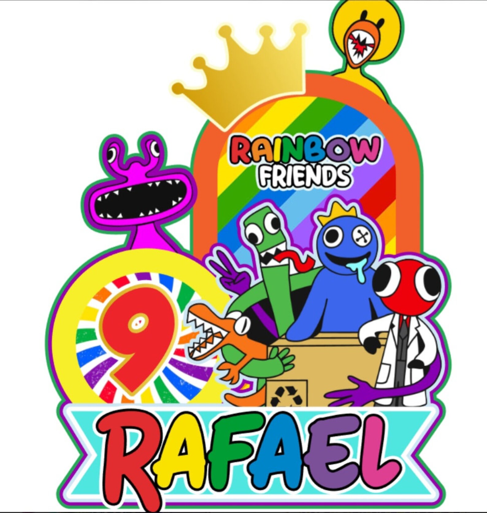 Rainbow Friends Cake Topper - Etsy